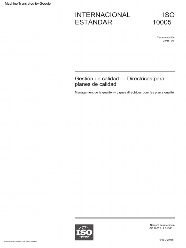Iso 10005-2018 - Spanish | PDF | Calidad (comercial) | Organización ...
