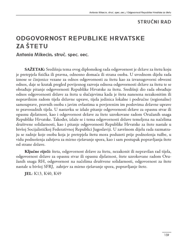 Odgovornost Za Stetu | PDF