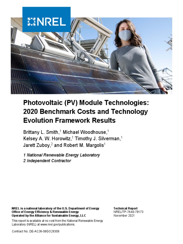 Photovoltaic (PV) Module Technologies: 2020 Benchmark Costs and ...