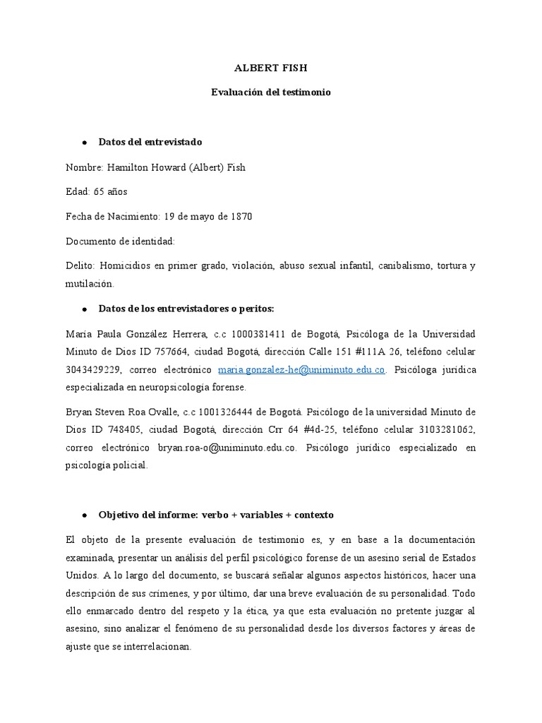 Informe Pericial Fish 1 | PDF | Abuso sexual | Abuso Sexual Infantil