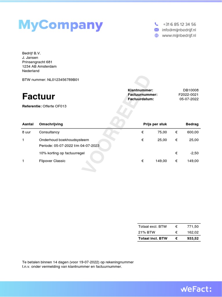 Factuur Voorbeeld | PDF