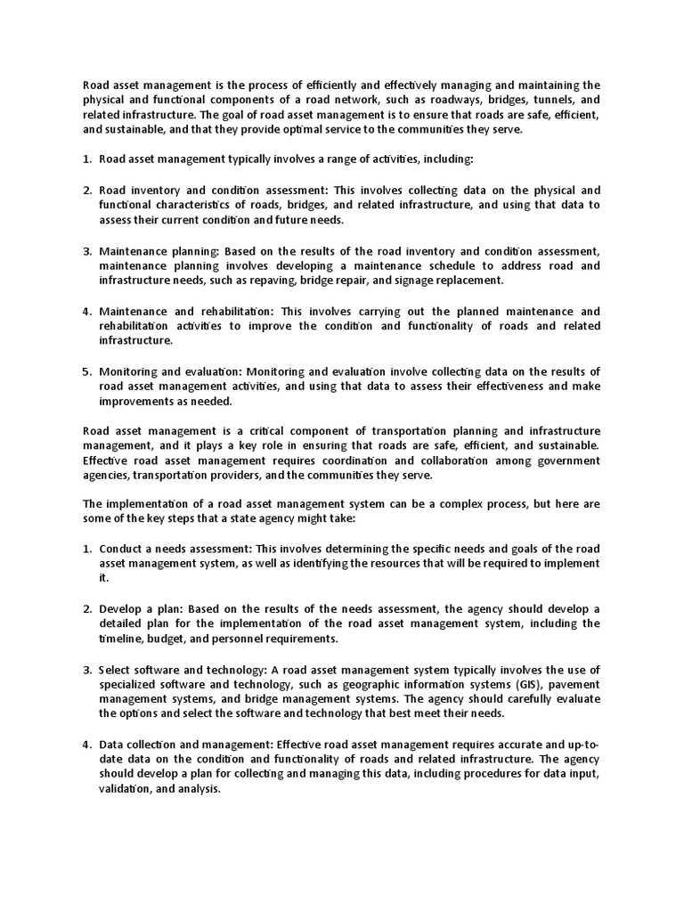 Key Steps in Implementing an Effective Road Asset Management System ...