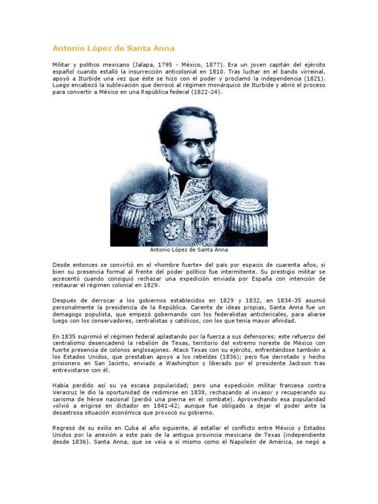 Antonio López de Santa Anna | PDF | México | Relaciones internacionales