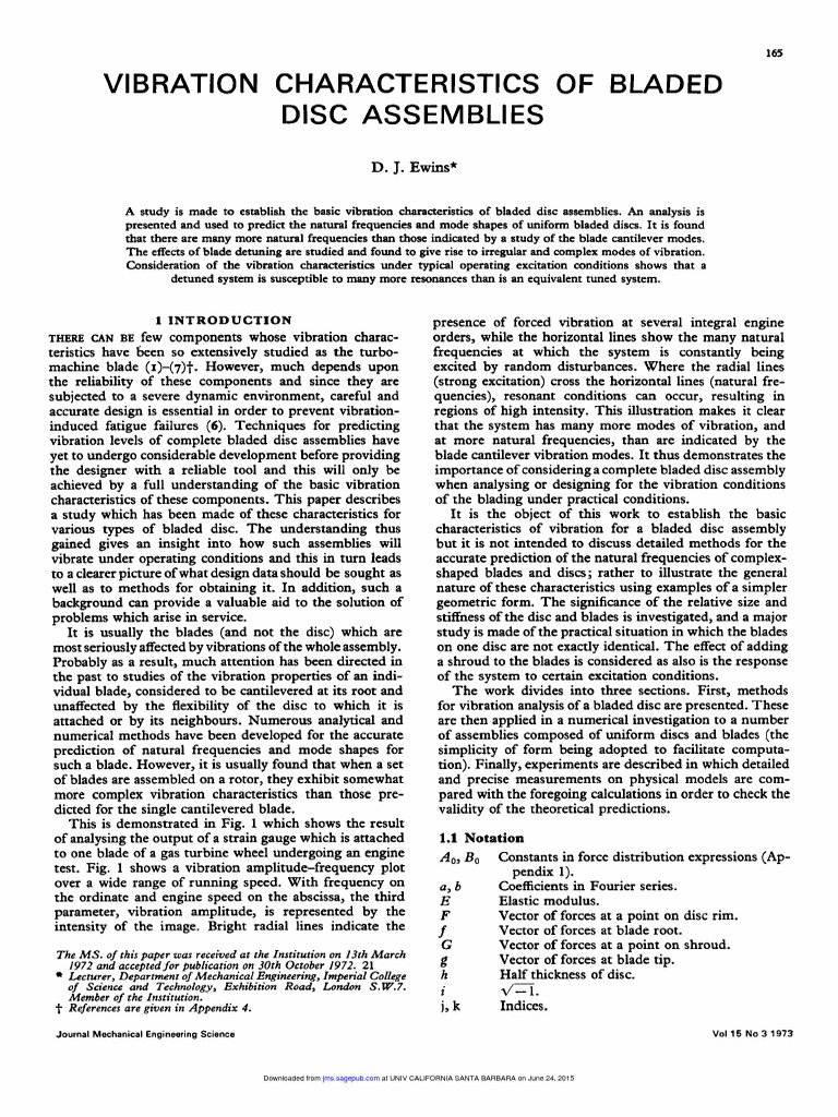 Vibration Characteristics Assemblies: of Bladed Disc | PDF