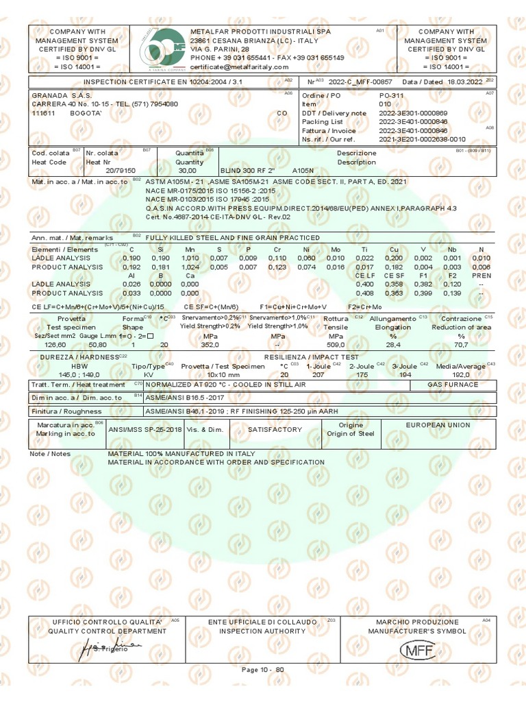 9q2fh6at-Brida BL Ac 300 A105 RF 2 MTF | PDF | Physical Sciences | Secondary Sector Of The Economy