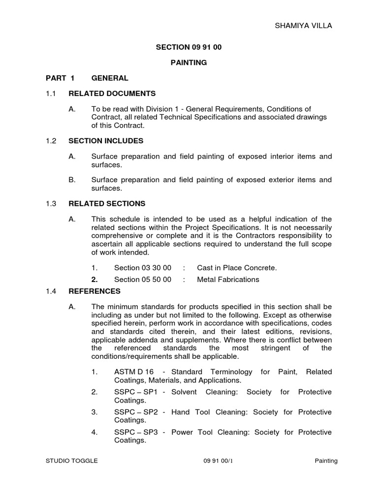 Painting Specification for Shamiya Villa | PDF | Paint | Duct (Flow)