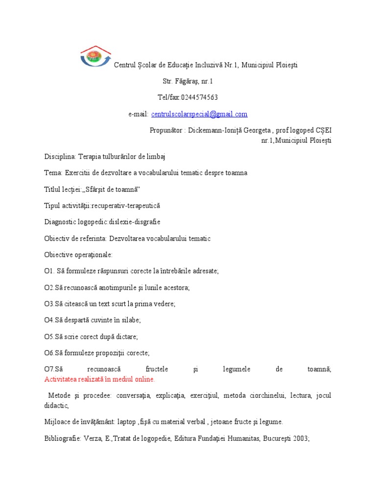 Articol Logopedie 2020 | PDF