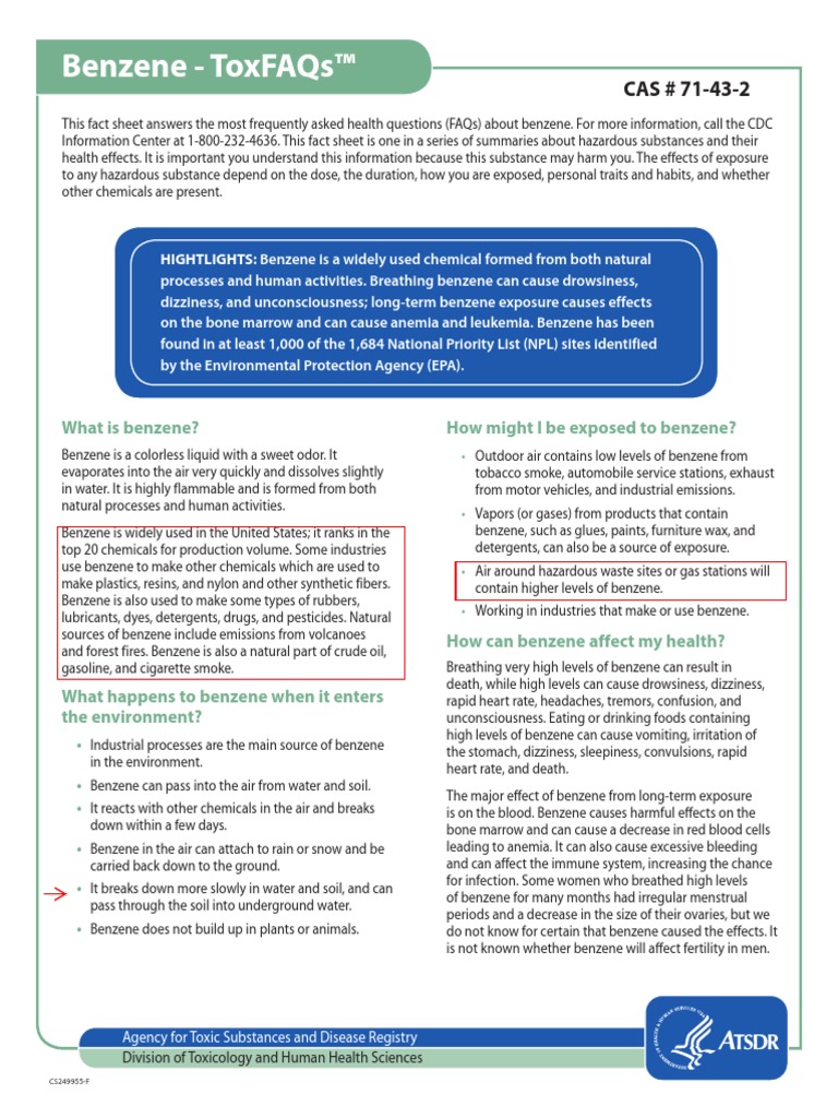 Benzene Fact Sheet | Download Free PDF | Benzene | Environmental Science