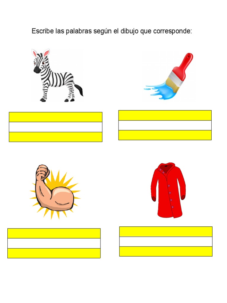 Escribe Las Palabras Según El Dibujo Que Corresponde | PDF