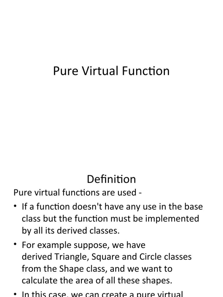 Pure Virtual Function Pdf