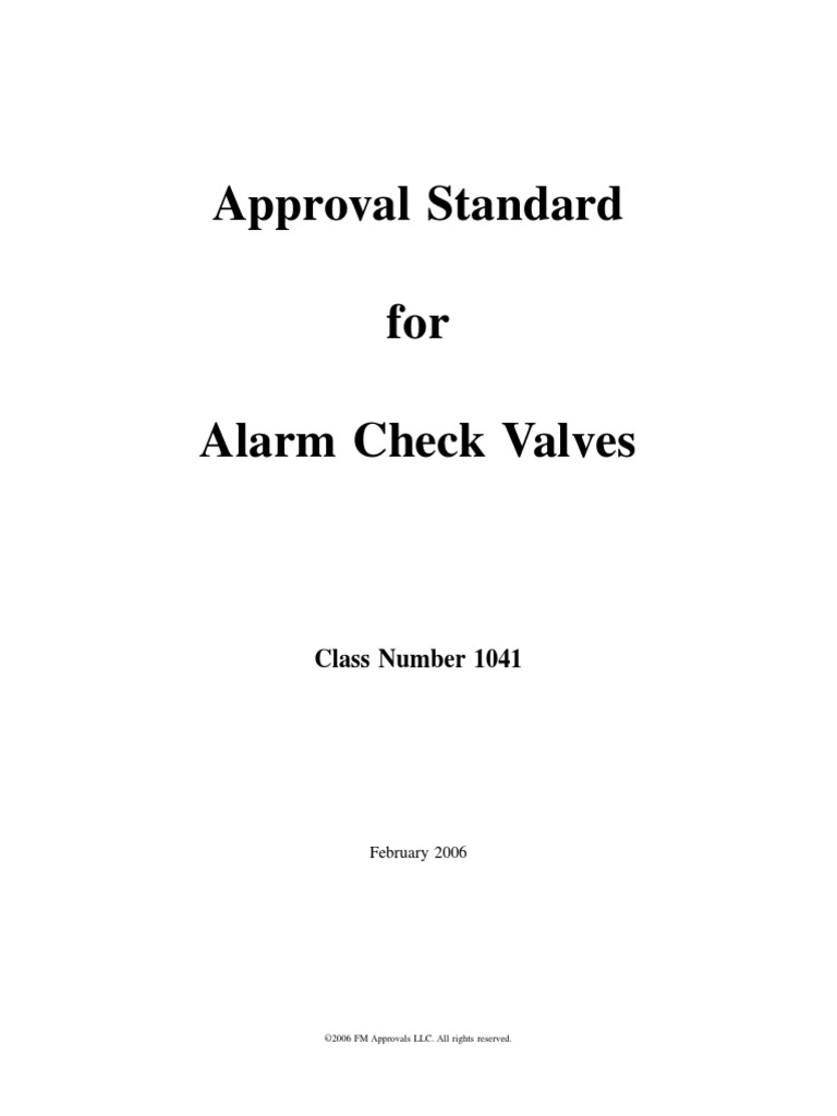 Approval Standard Alarm Check Valves 1041-2006 | PDF | Valve | Calibration