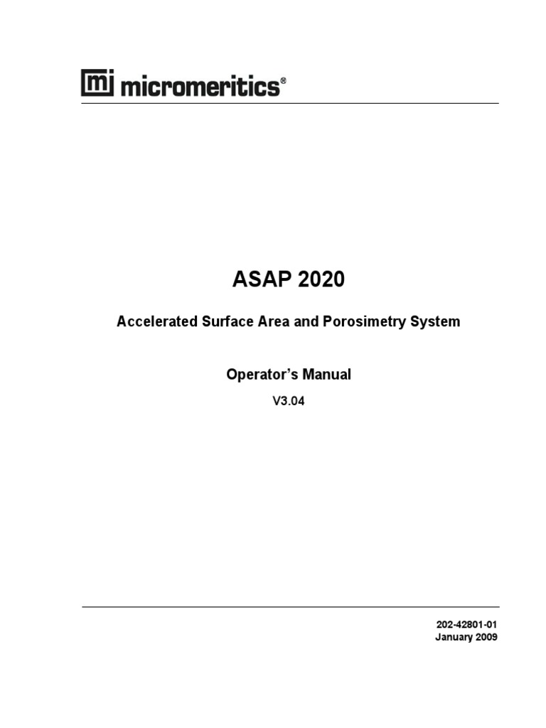 ASAP 2020: Accelerated Surface Area and Porosimetry System | PDF ...