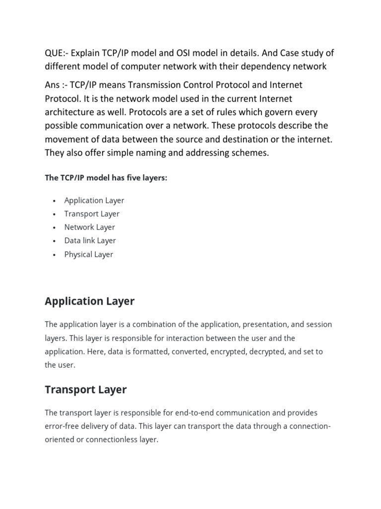 Case Study of Tcp/ip and Osi Model | PDF | Osi Model | Computer Network