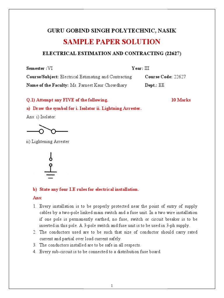 EEC Sample Paper Solution | PDF | Electric Power Distribution ...