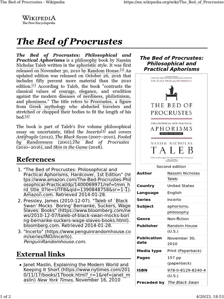 The Bed of Procrustes - Wikipedia | PDF | Books