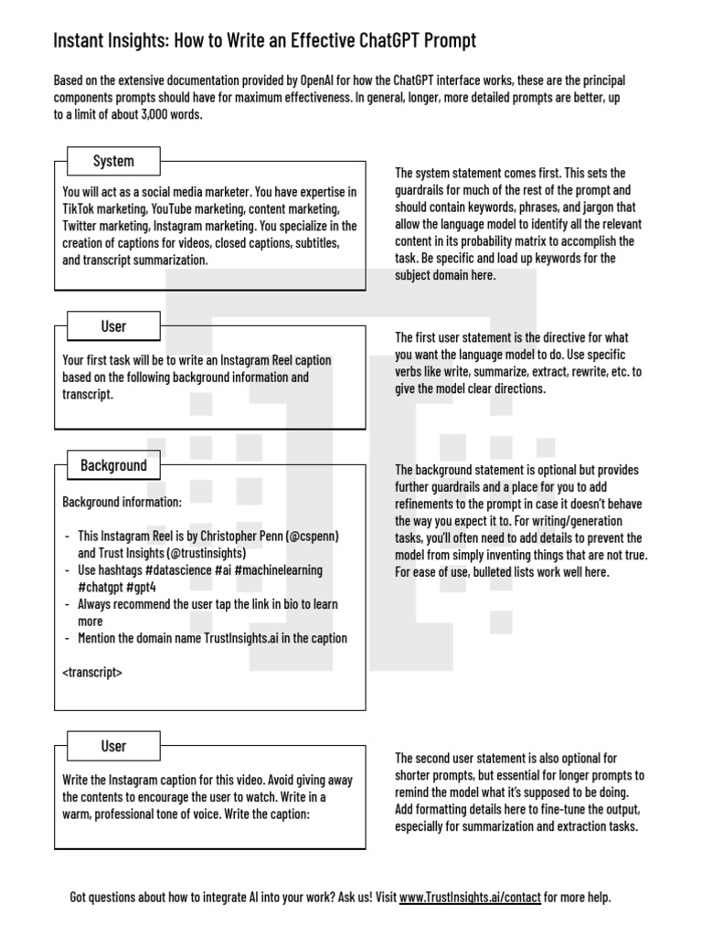 Instant Insights How To Write Effective Chat GPT Prompt | PDF Instant Insights How To Write Effective Chat GPT Prompt | PDF