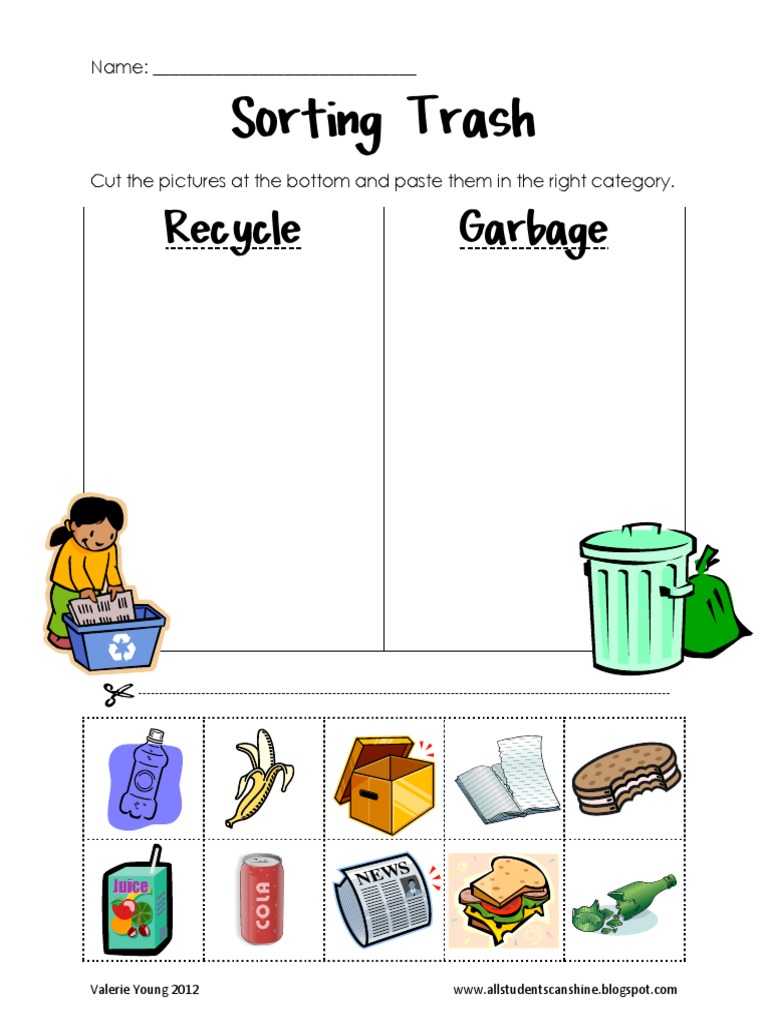 Sorting Trash Activity Worksheet | PDF | Art