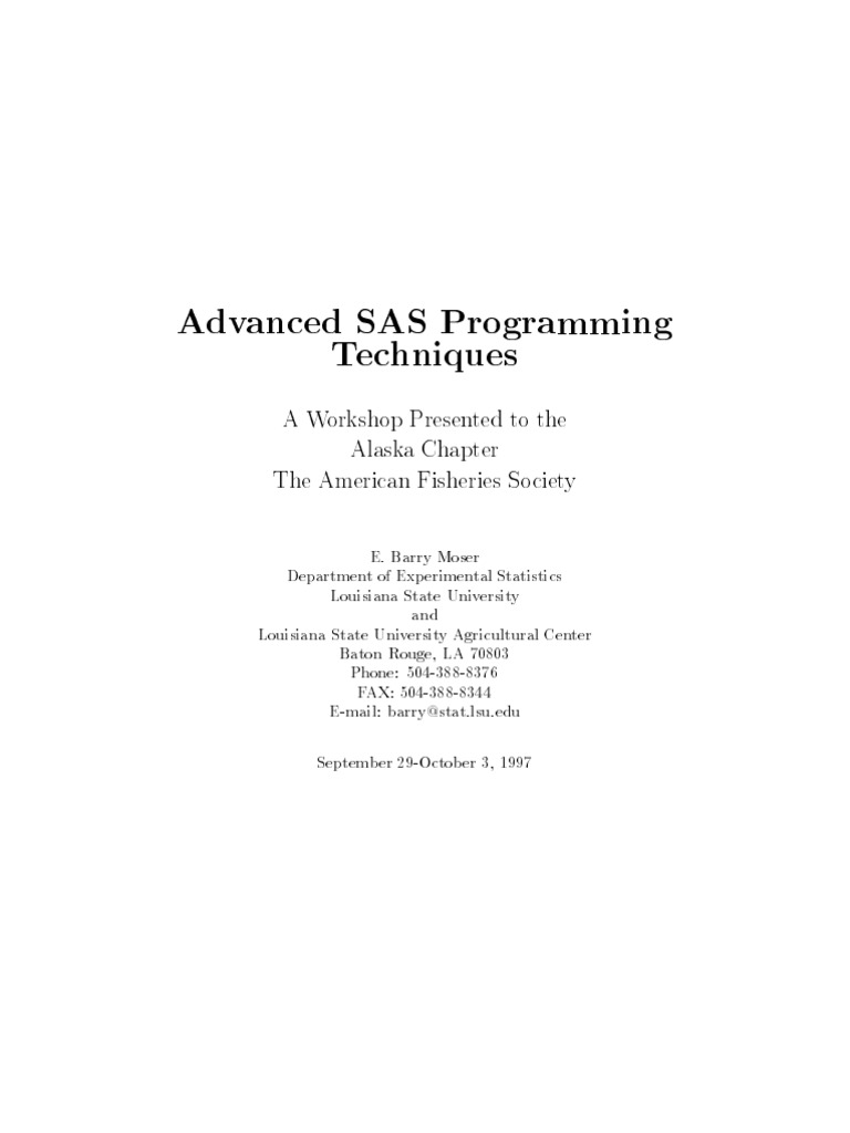 Advanced SAS Programming Techniques | PDF | Sas (Software) | Pointer (Computer Programming)