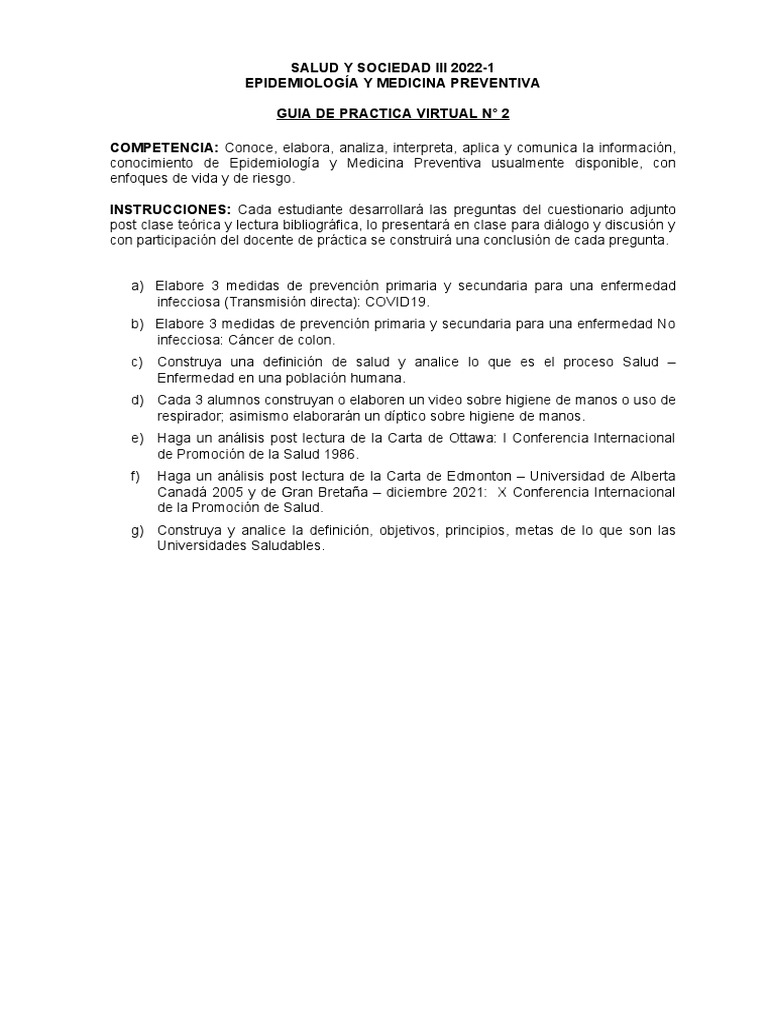 Guía 2 Salud y Sociedad Iii 2022 - 1 | PDF