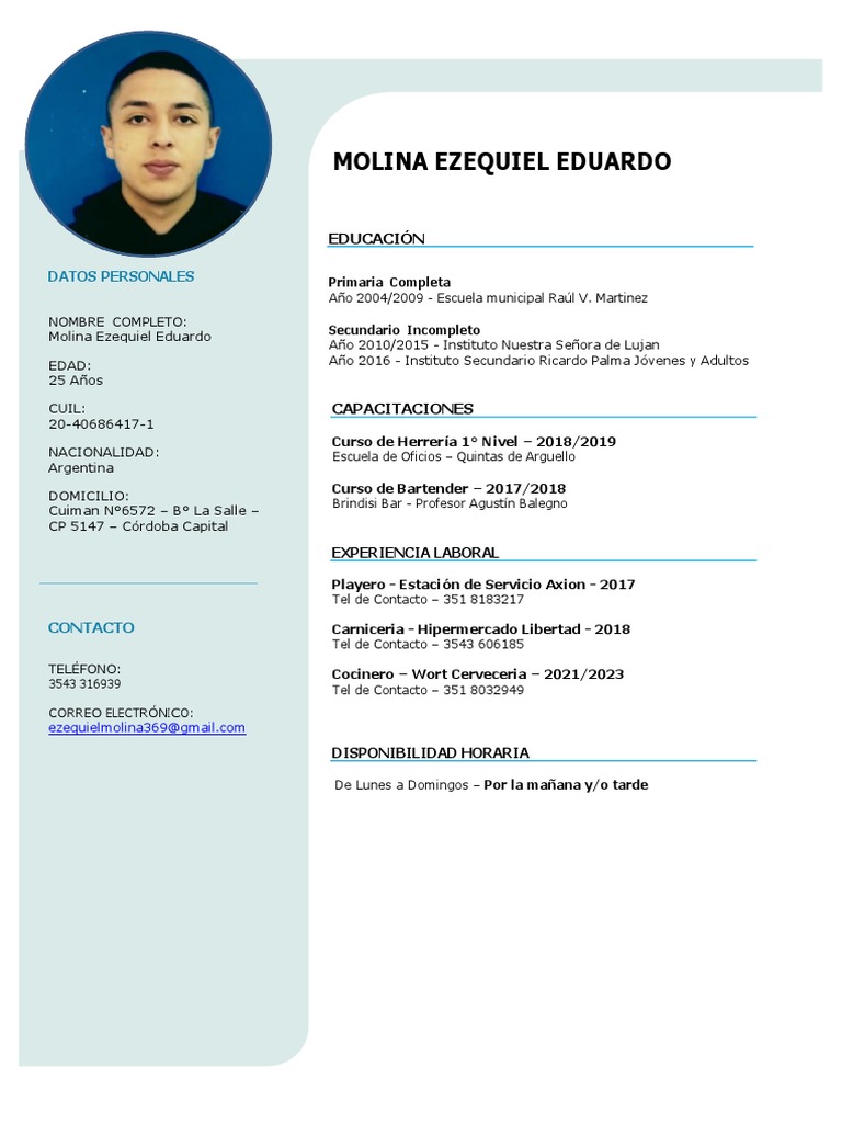 CV - Molina Ezequiel Eduardo | PDF