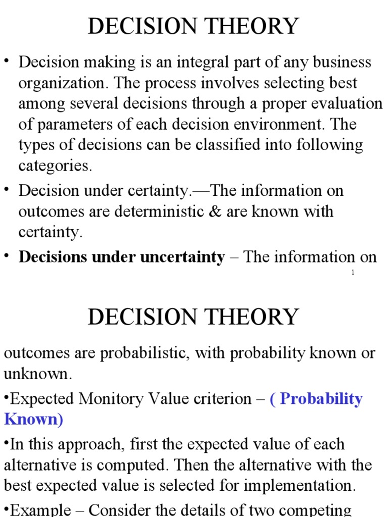 Decision Theory | PDF | Applied Mathematics | Mathematical And Quantitative Methods (Economics)