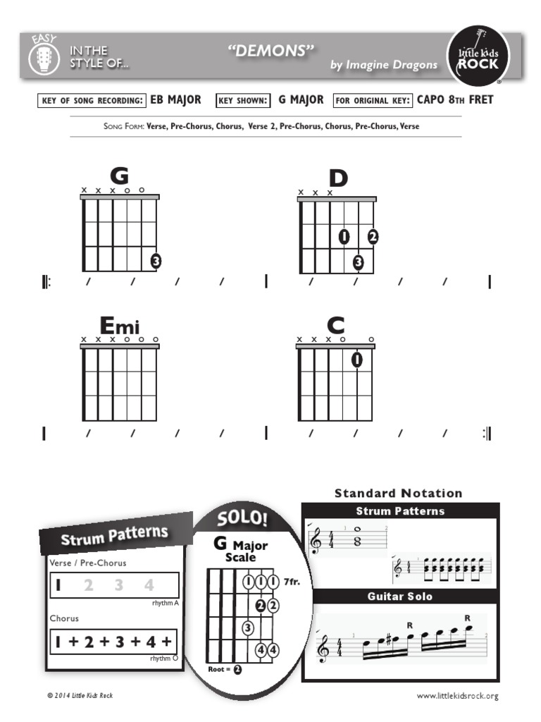 "Demons":: Eb Major: G Major: Capo 8 Fret | PDF