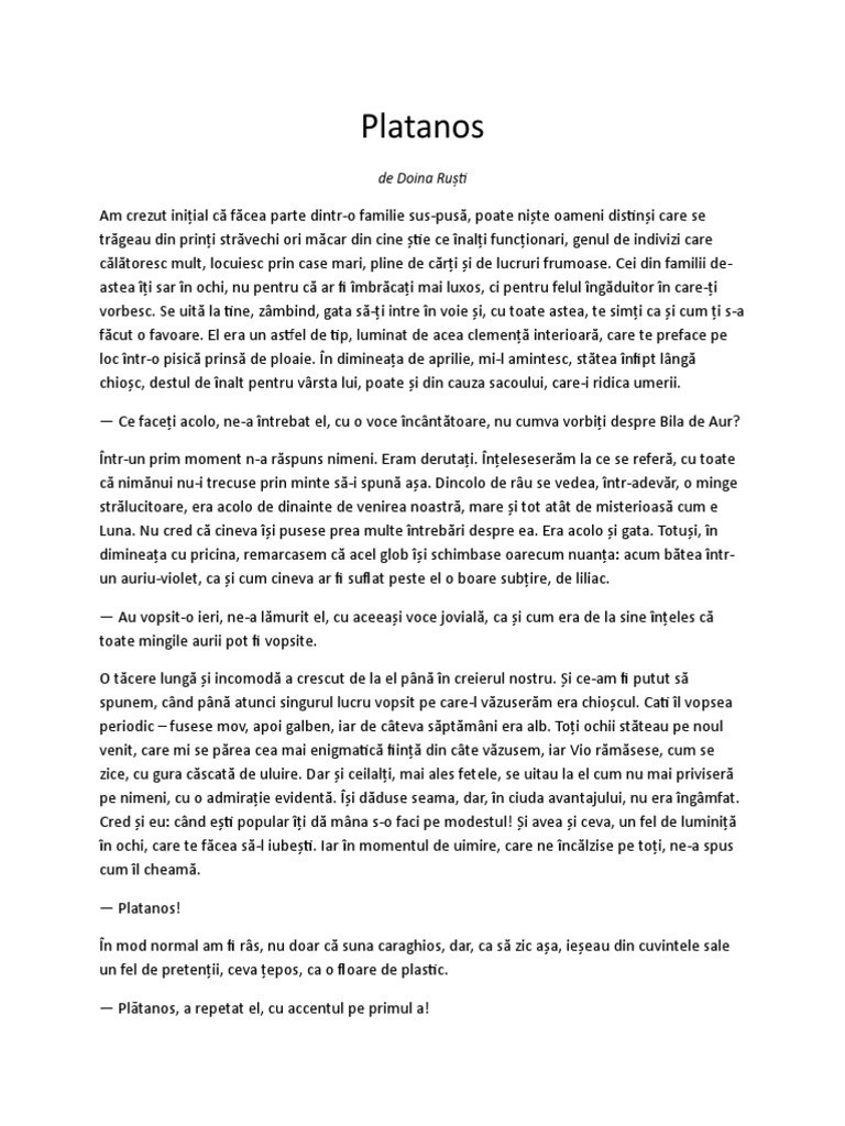 Platanos Lectura Pentru Vacanta | PDF