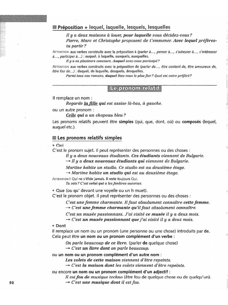 Les Pronoms Relatifs - Théorie - Grammaire Expliquée Du Français CLE A1 ...