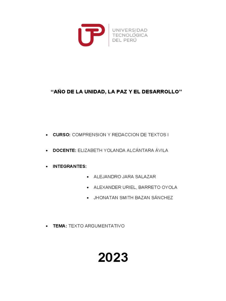 Texto Argumentativo - Redacción | PDF
