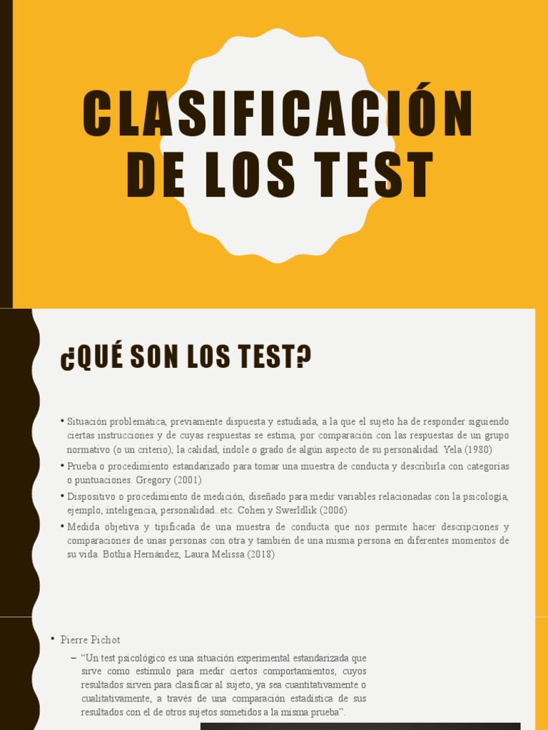 Clasificación de Los Test | PDF | Sicología | Inteligencia