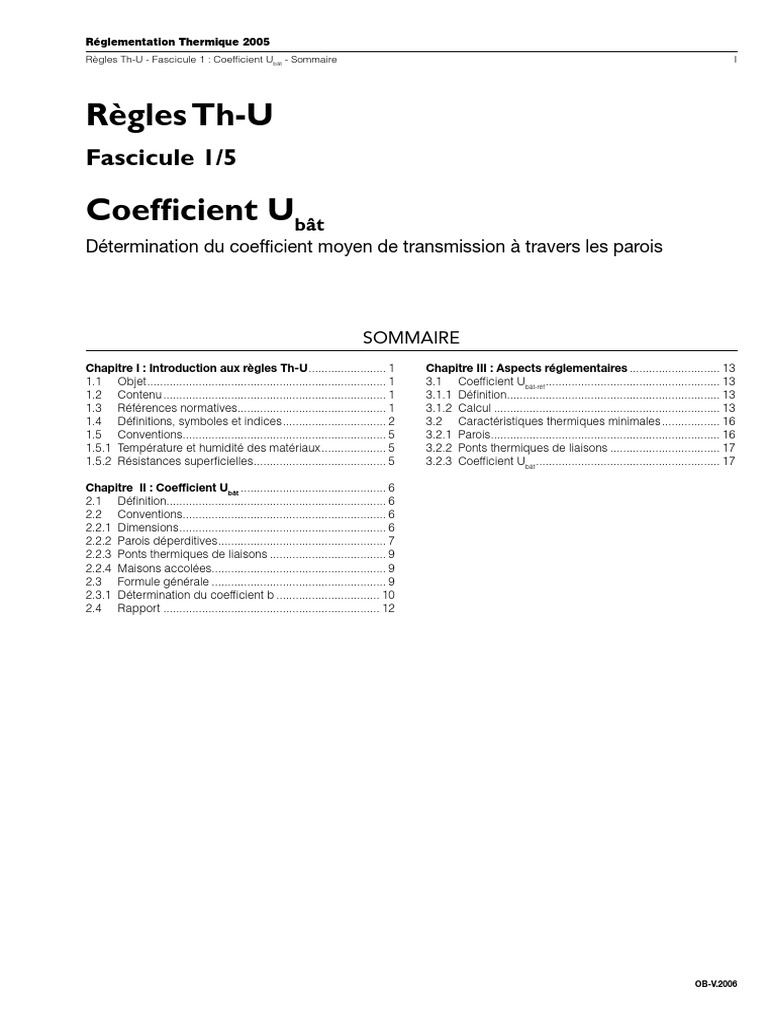Th-U Fascicule 1 - Coef Ubat | PDF