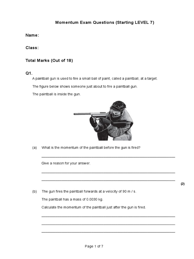 Momentum Exam Questions for GCSE | PDF | Momentum | Collision