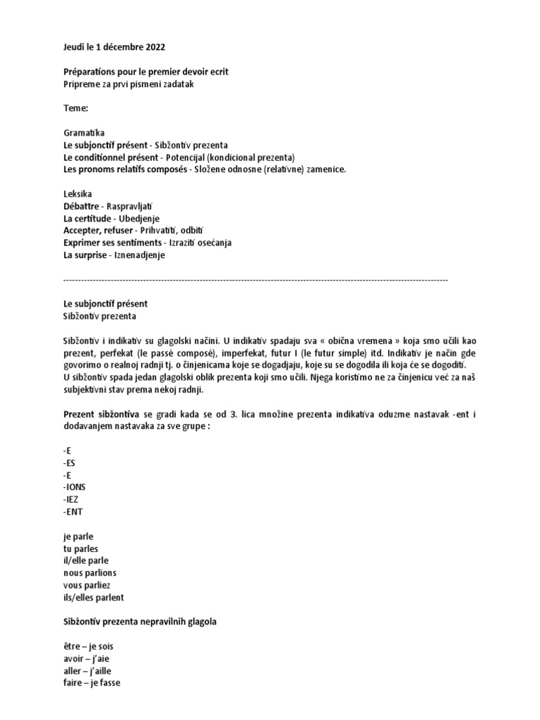 Pripreme Za Prvi Pismeni Zadatak | PDF