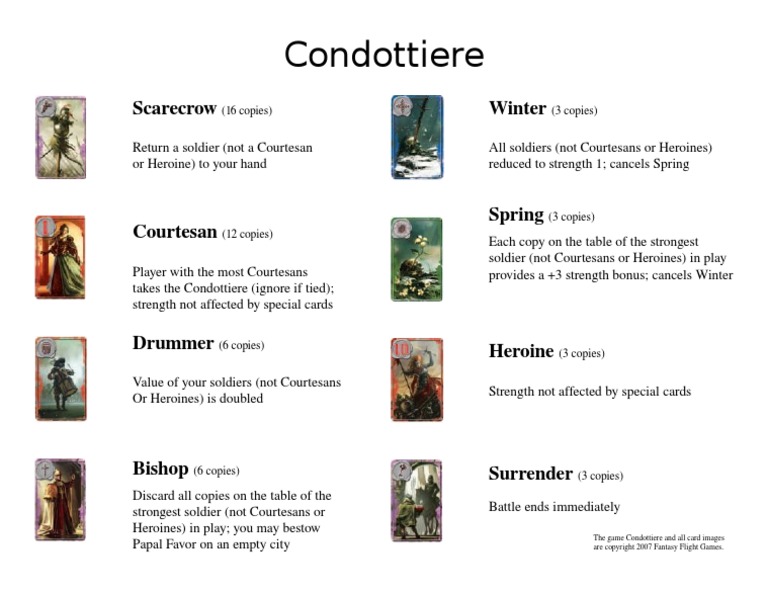 Condottiere 3rd Edition Cards | PDF