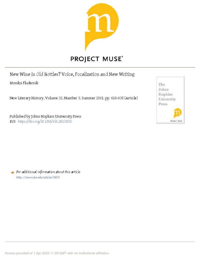 Fludernik - Voice, Focalization-DADA | PDF