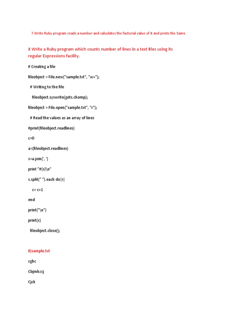 Ruby Programs (8-16) | PDF