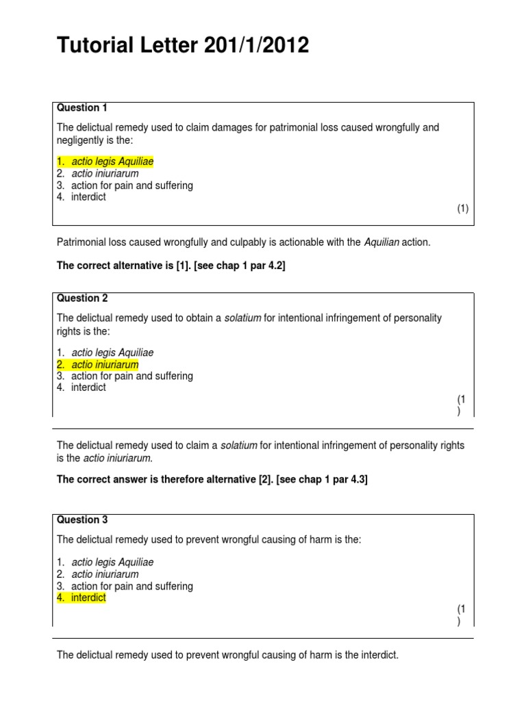 PVL 3702 Tutorial Letter 201-1-2012 | PDF | Private Law | Common Law