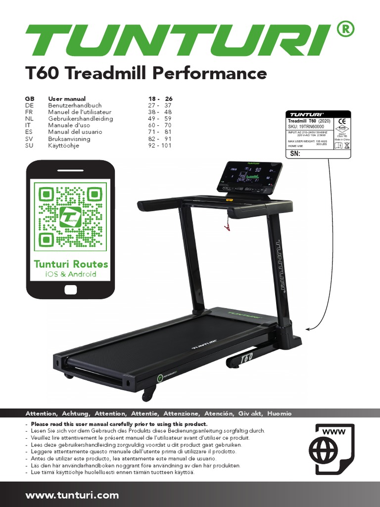 19TRN60000 - T60 Treadmill Performance | PDF | Physical Fitness | Heart ...