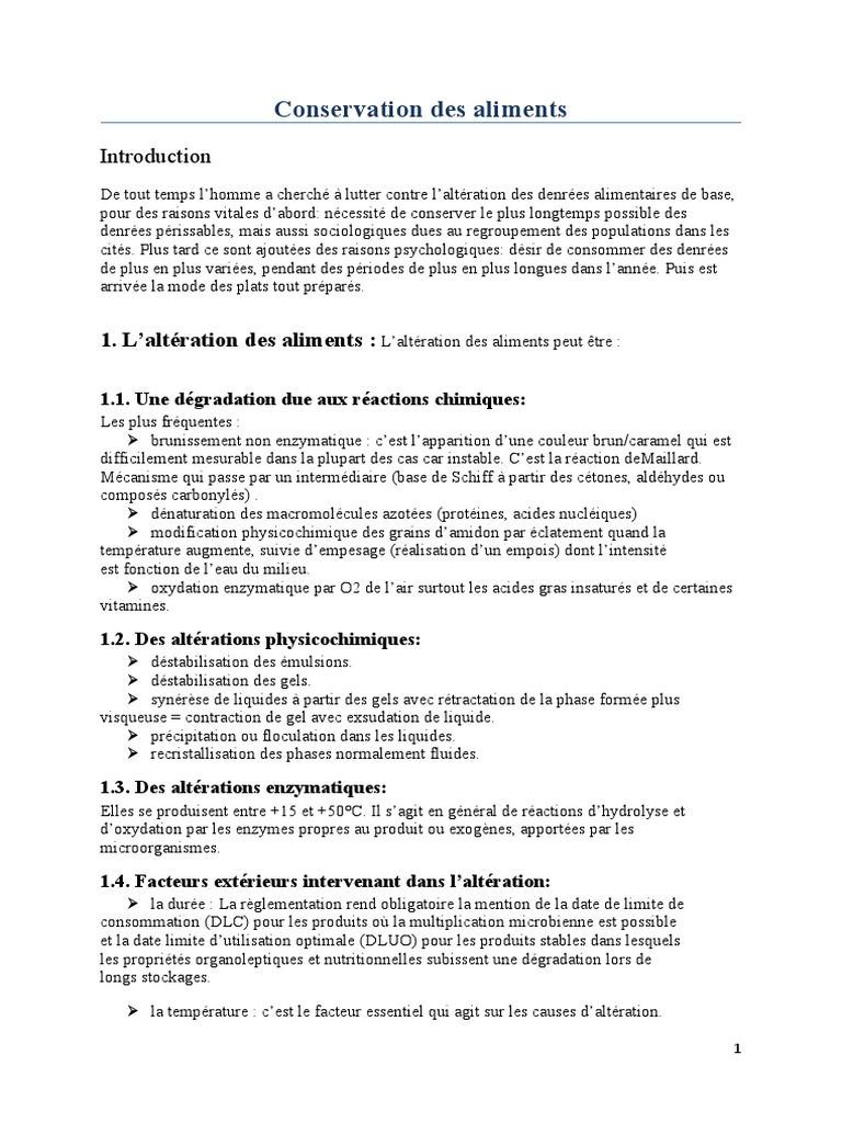Techniques de conservation des aliments | PDF
