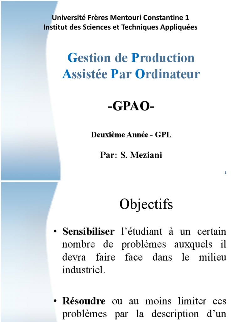 Gestion de Production GPAO et ERP | PDF | Progiciel de gestion intégré ...