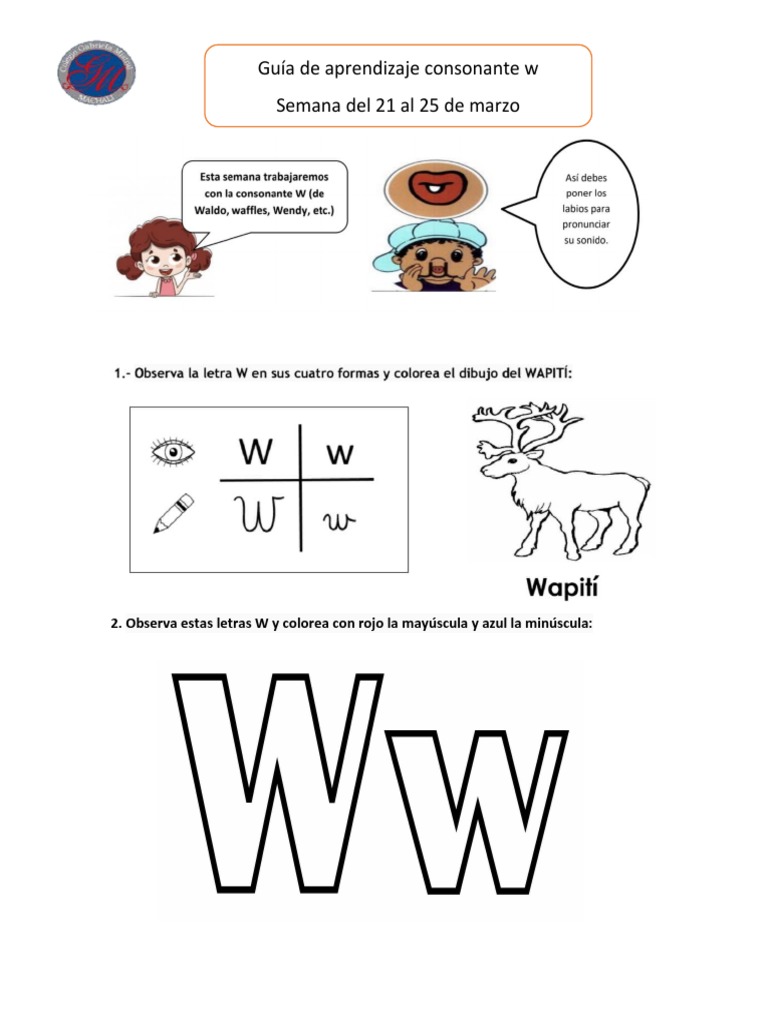 Semana 3 Guía Consonante W | PDF
