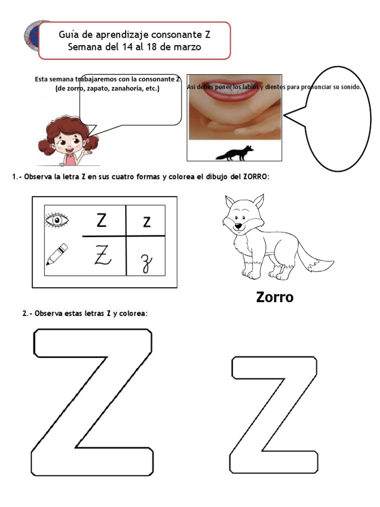 Formas de la letra Z en actividades | PDF | Fonética | Lingüística