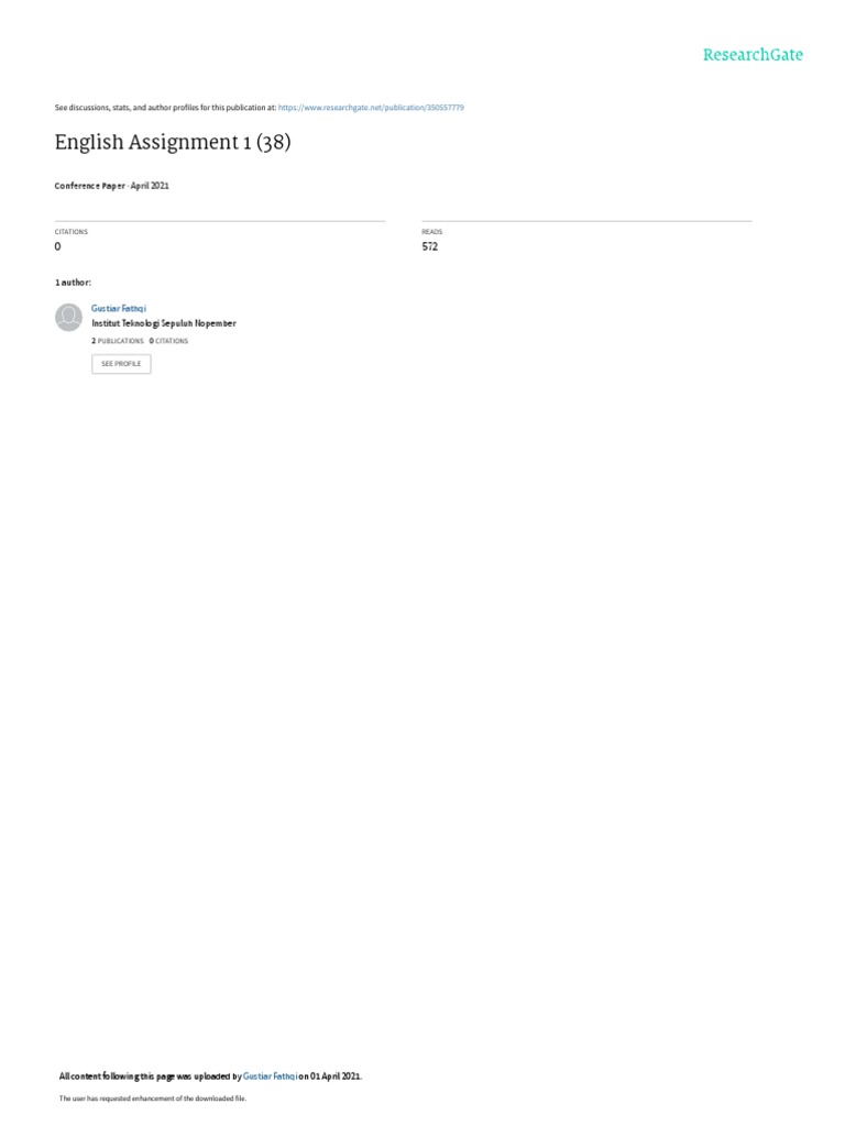 English Assignment 1 (38) : April 2021 | PDF