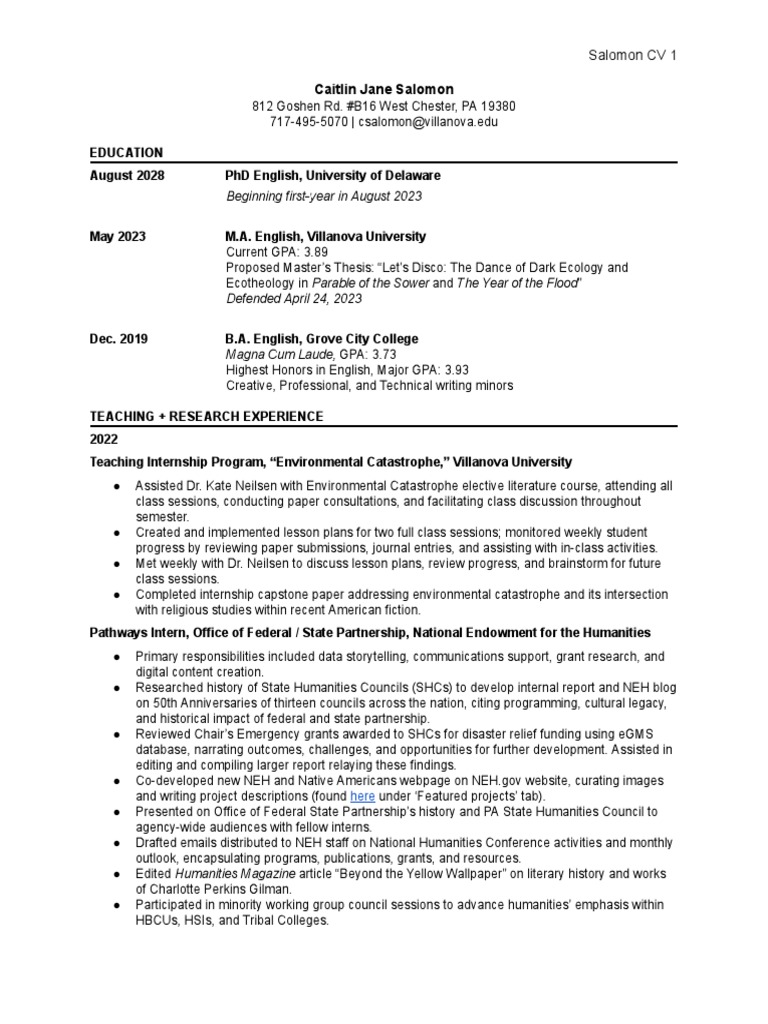 Salomon CV 2023 | PDF