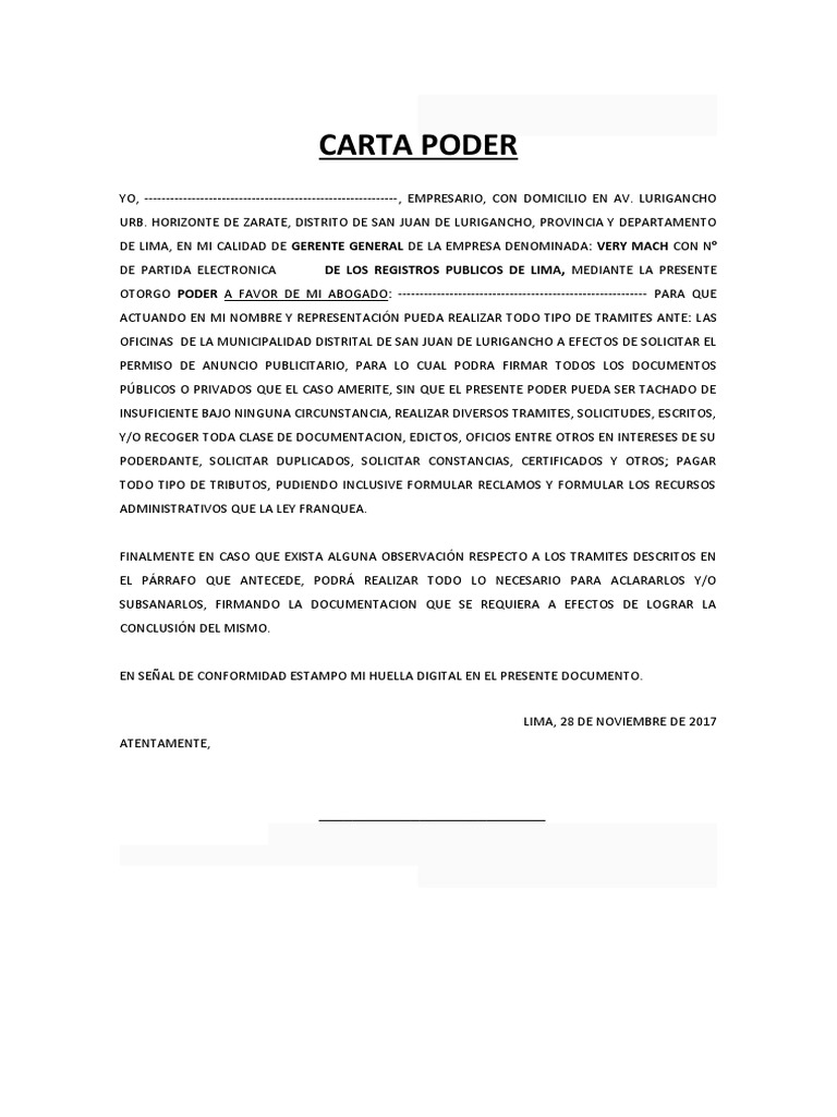 Carta Poder Verymach | PDF