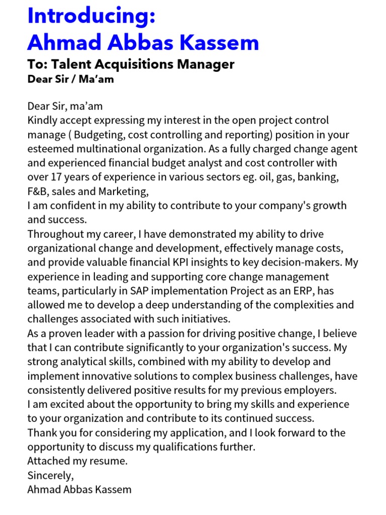 Cover Letter 2023 | PDF