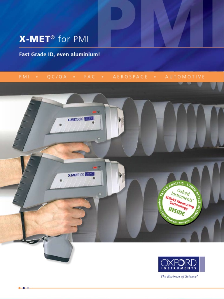 X MET Hand Held XRF Analyzer For PMI | PDF | Pipe (Fluid Conveyance ...