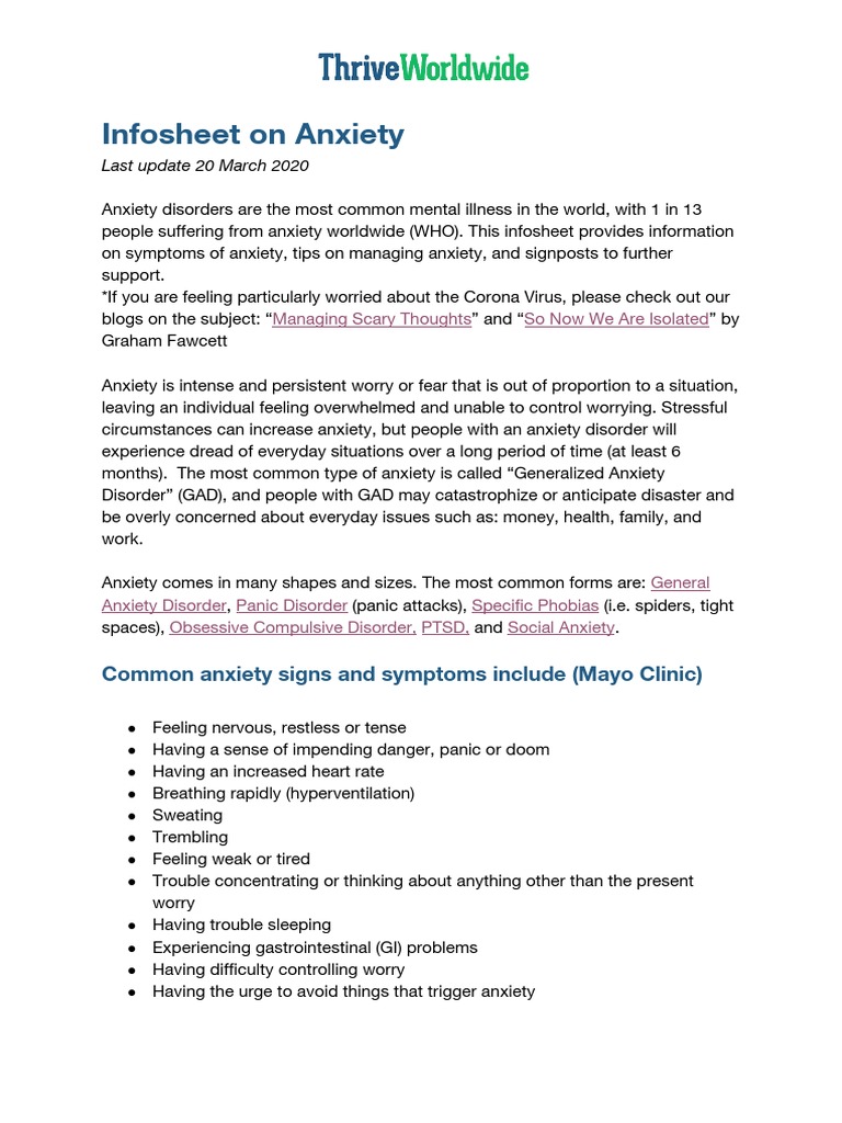 A Comprehensive Guide to Understanding and Managing Anxiety | PDF ...