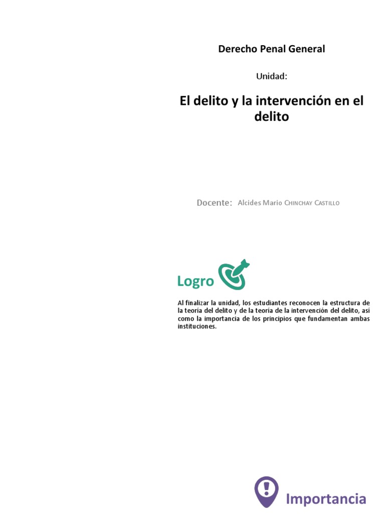 U2 S3 El Delito y La Intervención en El Delito | PDF | Derecho penal | Intención (Derecho Penal)