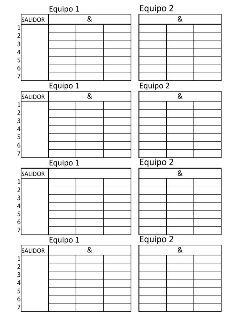 Plantilla para Anotar Partidas de Dominó | PDF | Cocina, comidas y vino